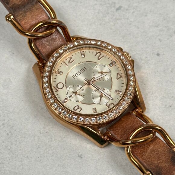 Fossil | Accessories | Fossil Watch Womens 37mm Pave Bezel Riley Day ...